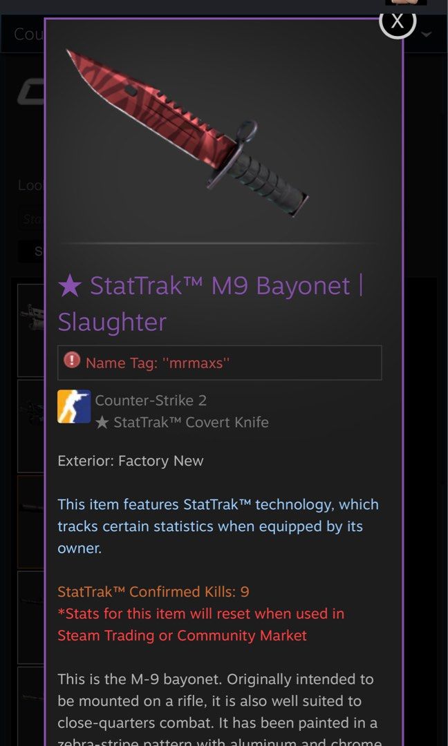 CSGO2 STATTRAK M9 BAYONET SLAUGHTER FN, Video Gaming, Video Games, Others on Carousell