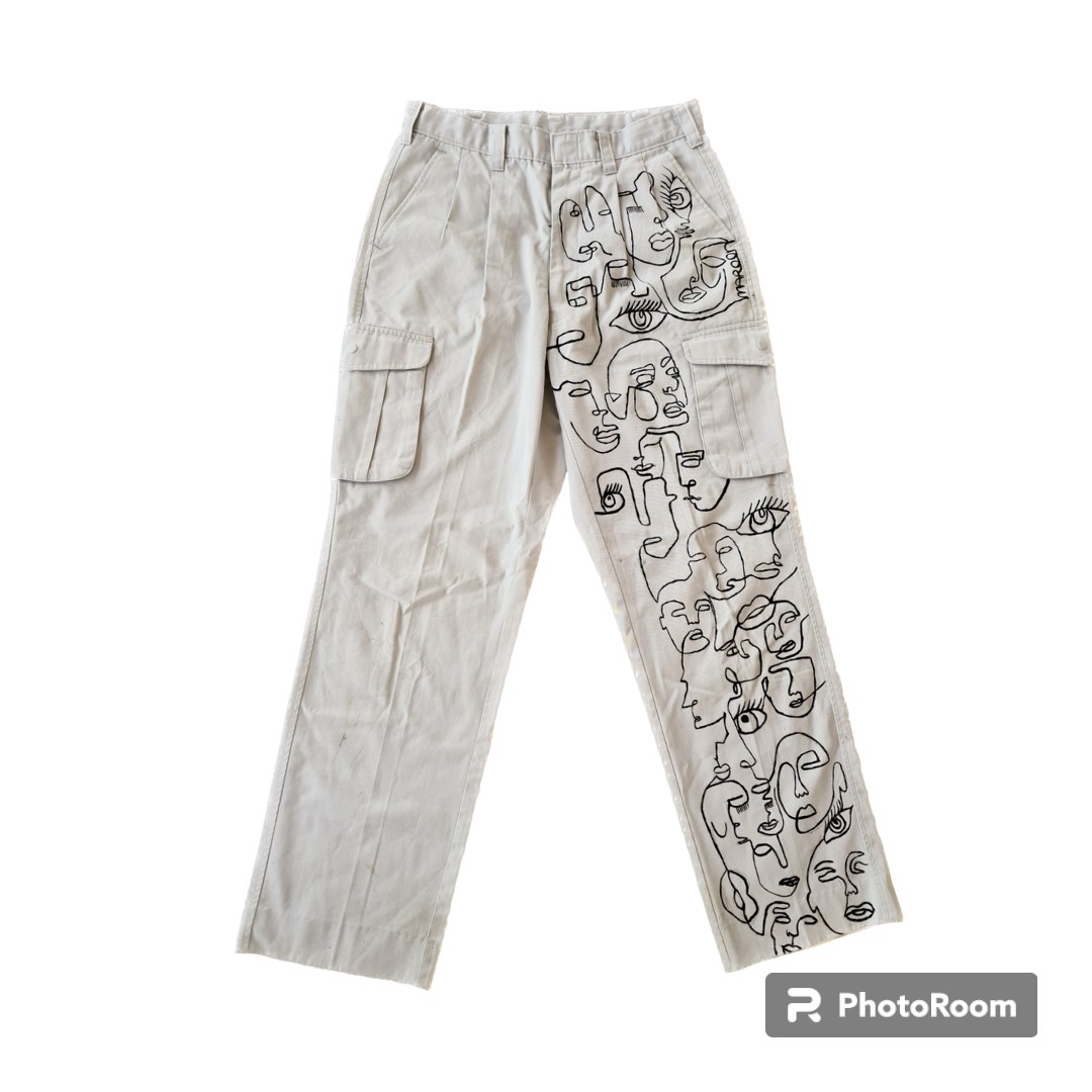 Custom hand painted cargo pants, Men's Fashion, Bottoms, Chinos on ...