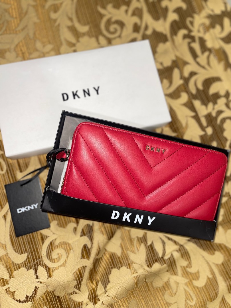 DKNY Vela red faux leather zip around wallet, Luxury, Bags & Wallets on ...