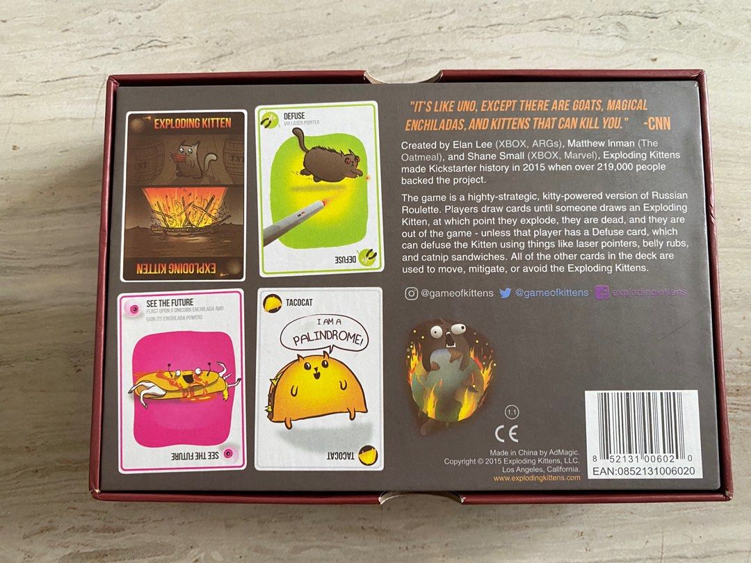 Exploding Kittens Original Edition, Hobbies & Toys, Toys & Games on ...