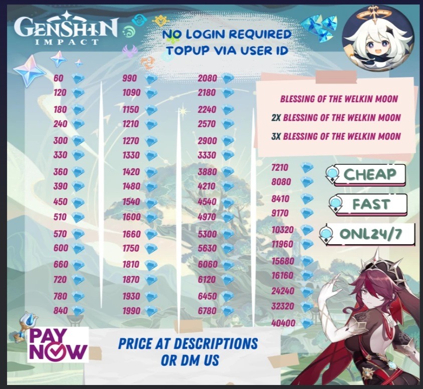 TOP UP IN 2 MINS |ACCOUNTS | BOOSTING SERVICE 🔥 Genshin Impact / Honkai ...