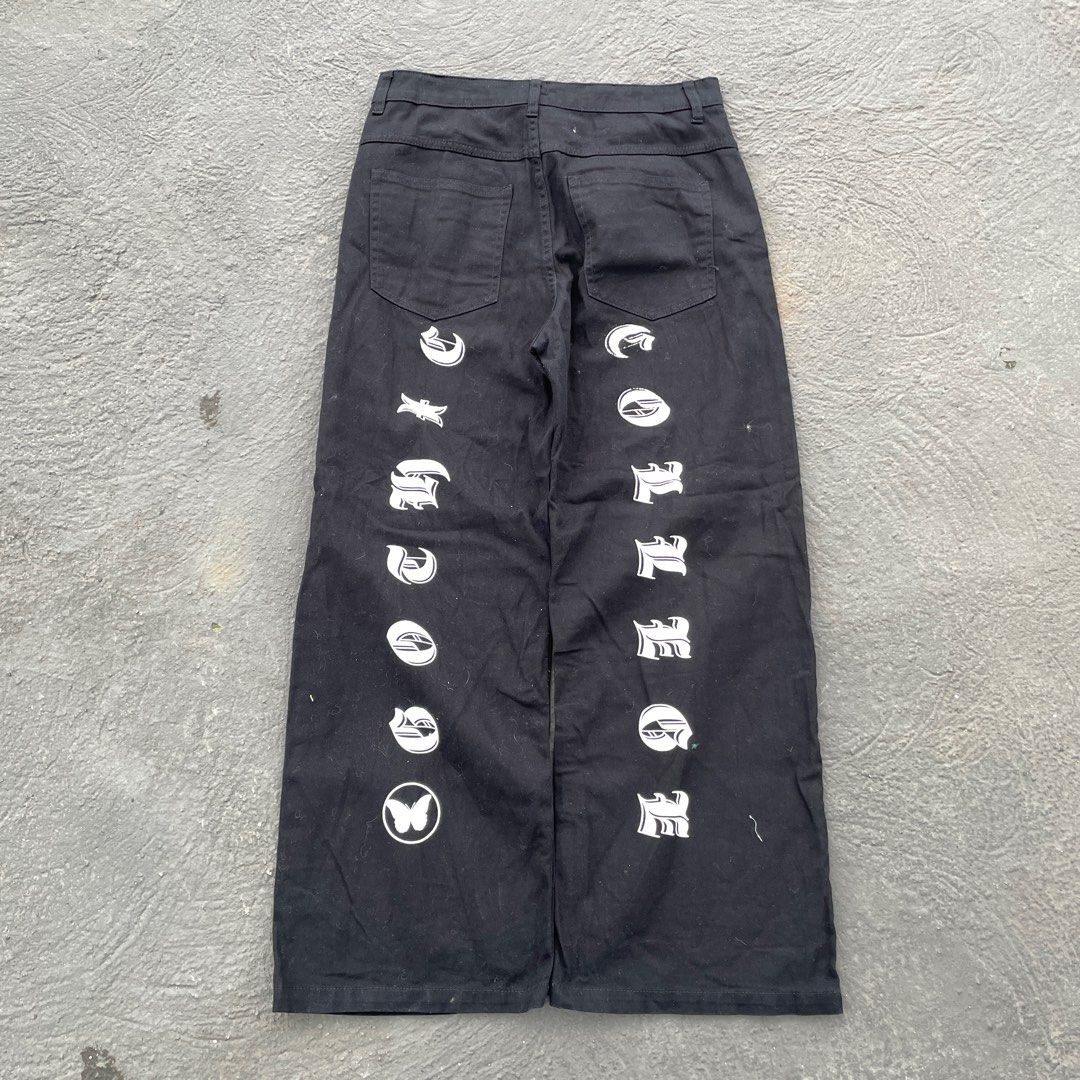 Gothic College Baggy Pants, Men's Fashion, Bottoms, Jeans on Carousell