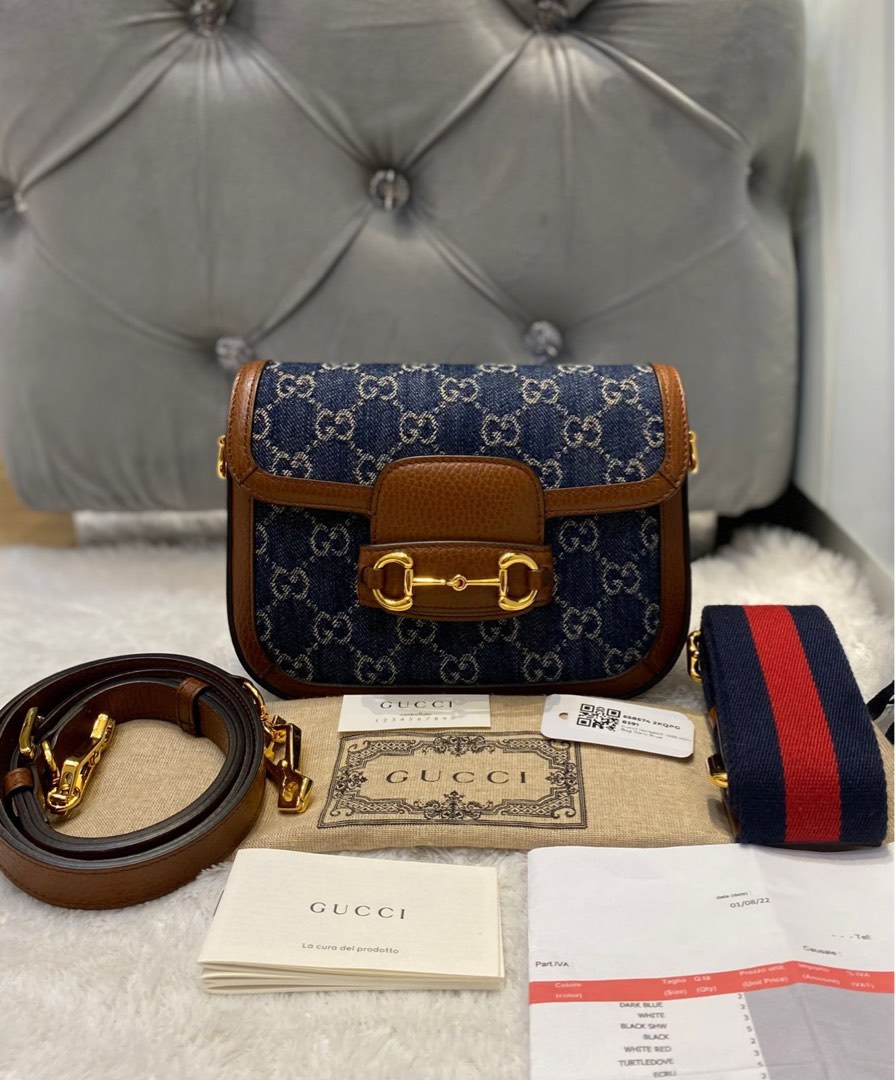Gucci GG Horsebit Mini Bag Dark Blue 2022 || Size 20x5x15cm || Db ...