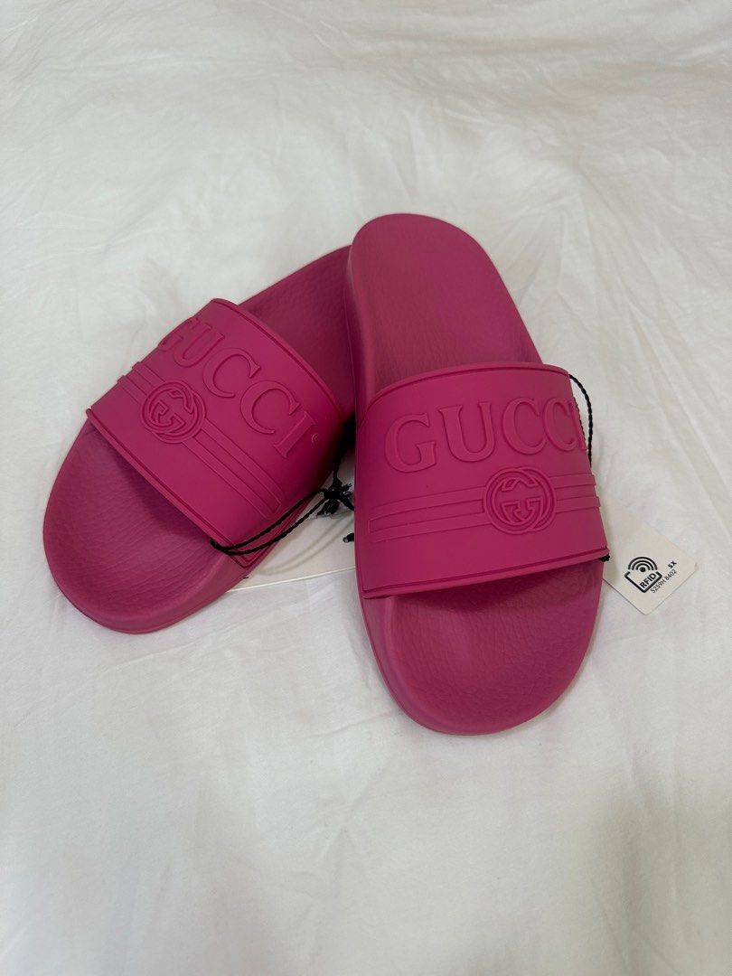 Gucci pink slides, Women's Fashion, Footwear, Flipflops and Slides on ...