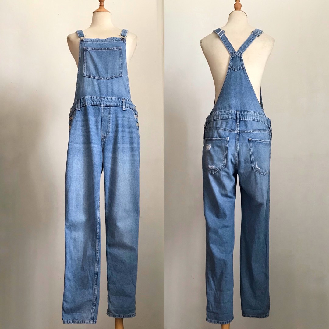 HnM denim overalls, Women's Fashion, Dresses & Sets, Jumpsuits on Carousell