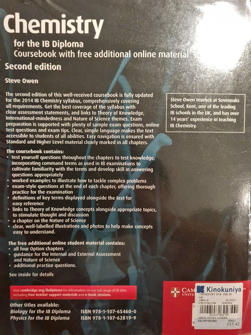 IB Chemistry Textbook (SL/HL), Hobbies & Toys, Books & Magazines ...