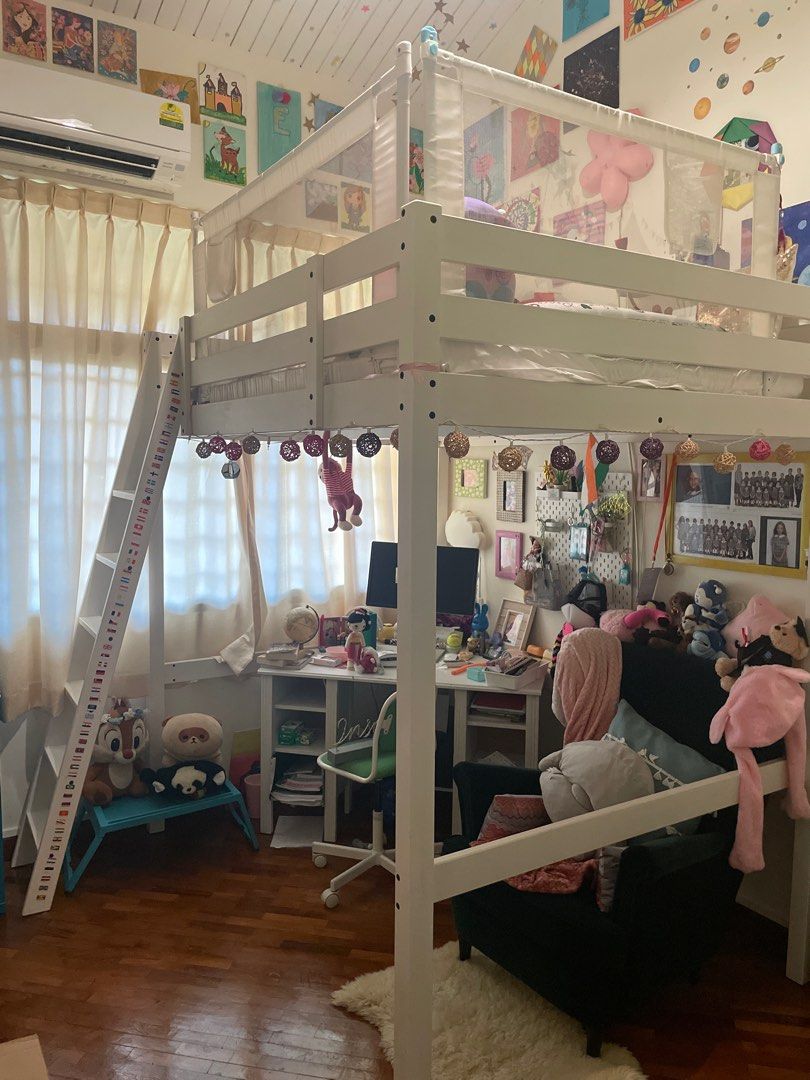 IKEA Stora queen loft bed with side rails ( mattress not included) , Furniture & Home Living ...