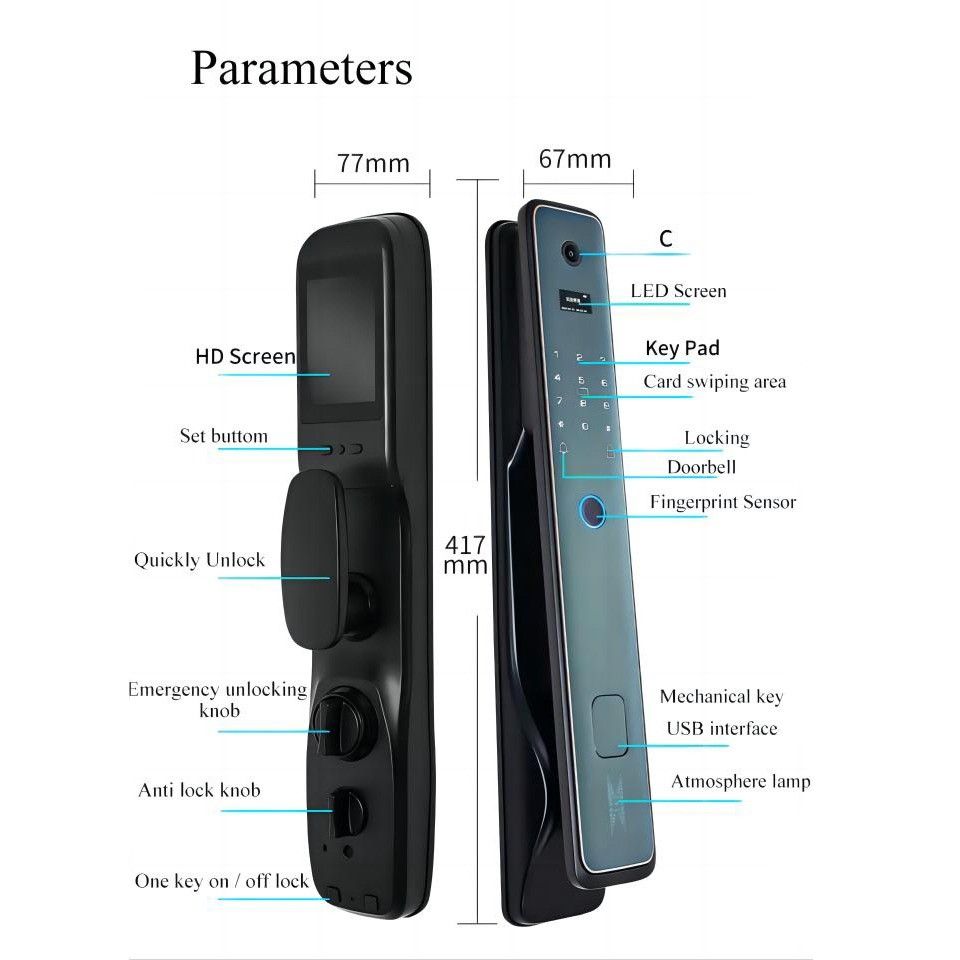 Infinite P8 Digital Lock with Video, WiFi, 2 x Rechargeable Lithium Ion ...