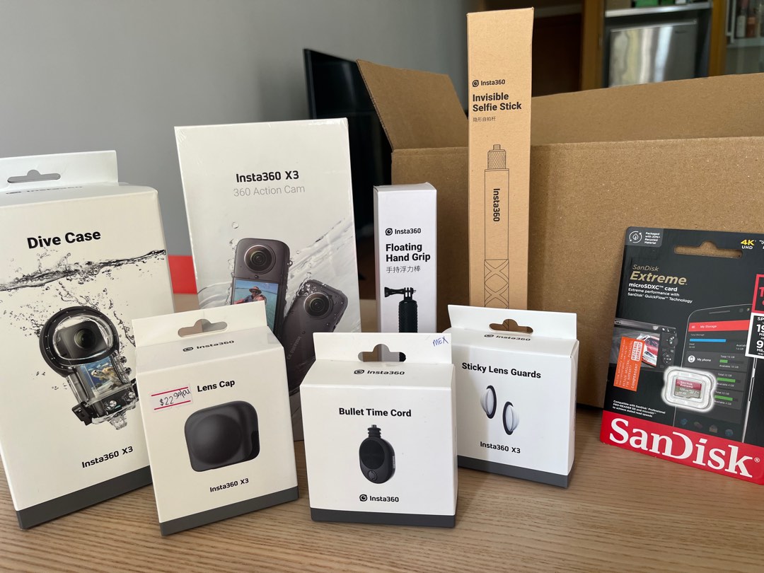 Insta 360 X3 & 10+ Mounts & SD card, Photography, Cameras on Carousell