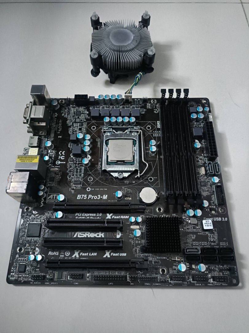 intel i5-3450 with AsRock b75 pro3-m lga 1155 motherboard and io shield, Computers & Tech, Parts ...