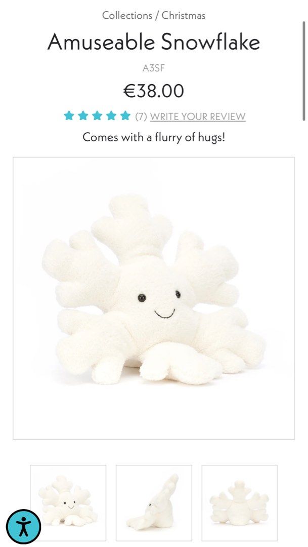 Jellycat amuseable snowflake, Hobbies & Toys, Toys & Games on Carousell