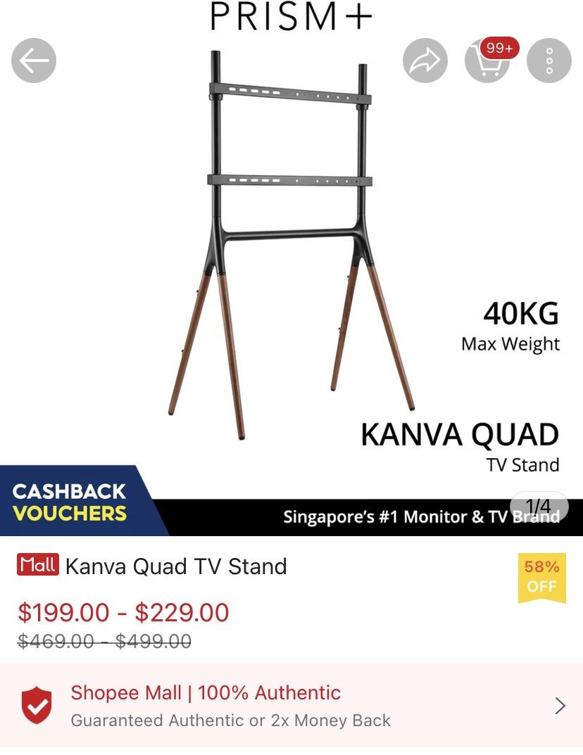 Kanva Quad TV stand (4legs stand), Furniture & Home Living, Furniture ...