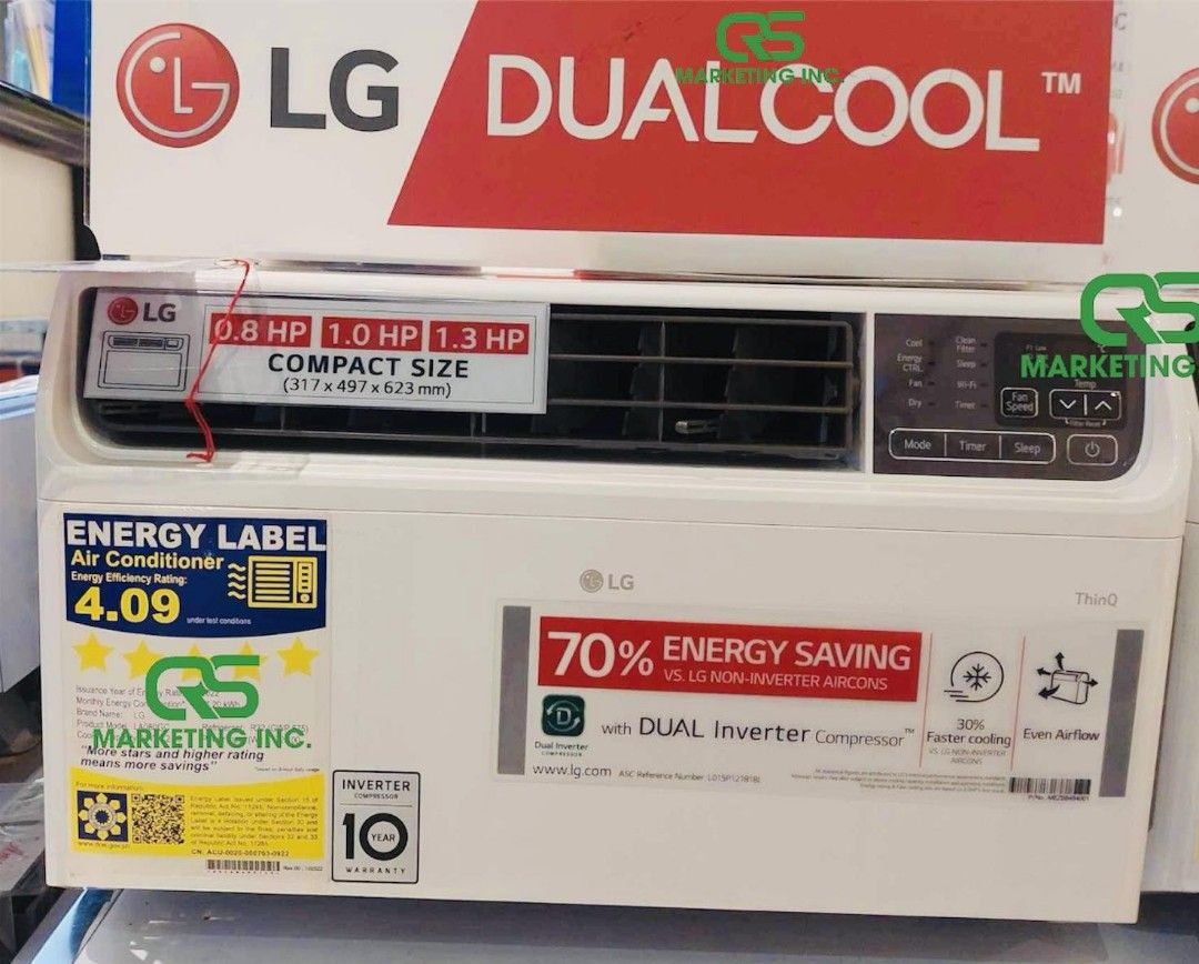 LG DUAL INVERTER WINDOW TYPE AIRCON LA080GC .80HP, TV & Home Appliances ...