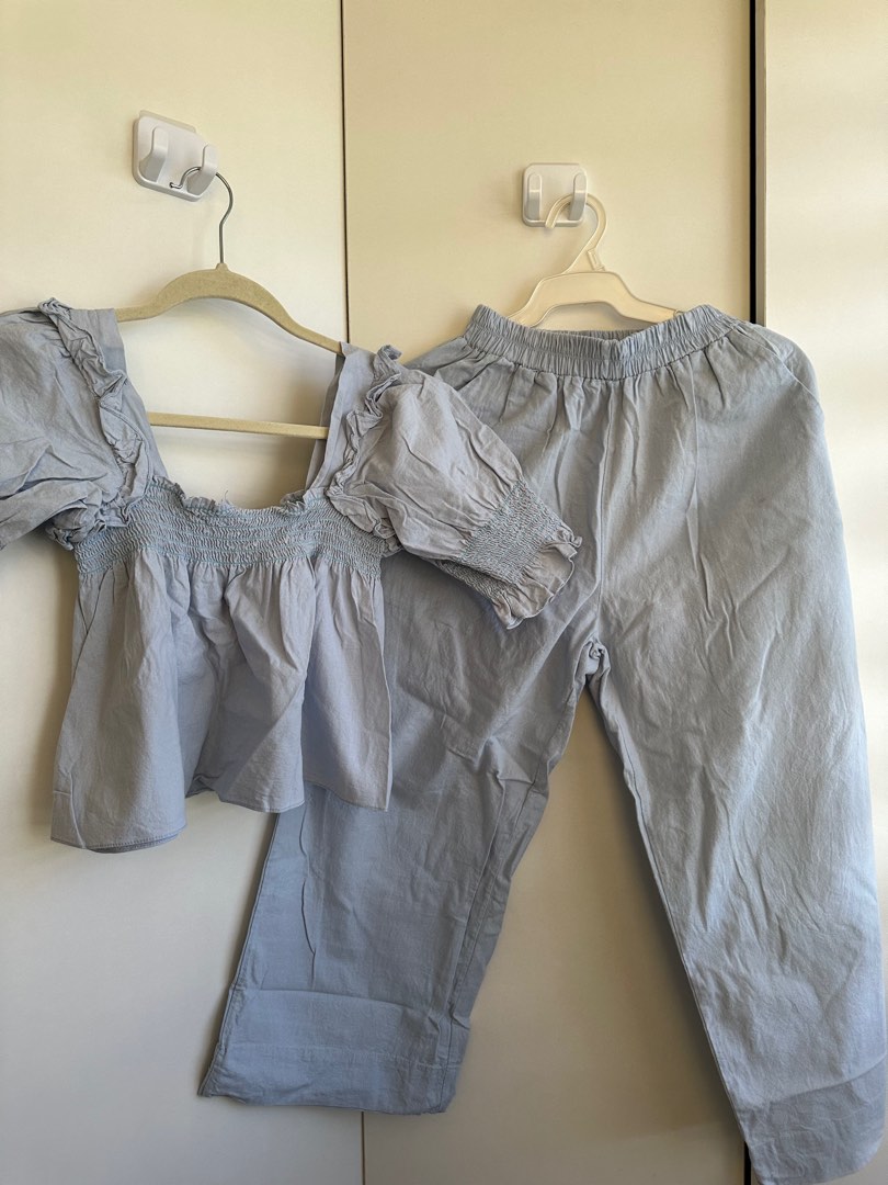 Light Blue Linen Coords, Women's Fashion, Dresses & Sets, Sets or ...