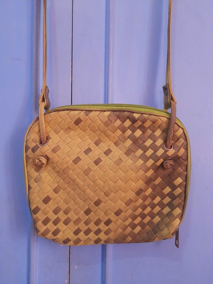 Light Green and Olive Green Banig Weave Cross Body Bag, Women's Fashion ...