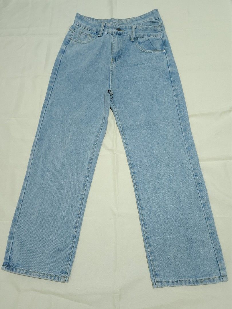 [LIKE NEW] Girl Almighty Crossed Jeans in Light Denim, Women's Fashion ...