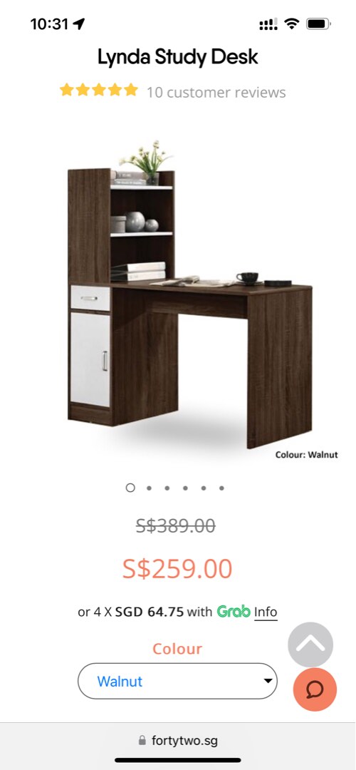 Lynda Study Desk Study Table Work Desk Work Table Walnut, Furniture ...