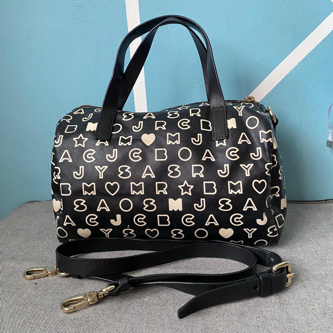 Marc By Marc Jacob Boston Bag Black And White Monogram Print, Women's ...