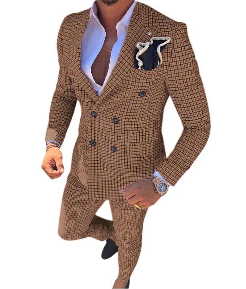 Men suit checkered suit custom made 2pc, Men's Fashion, Coats, Jackets ...