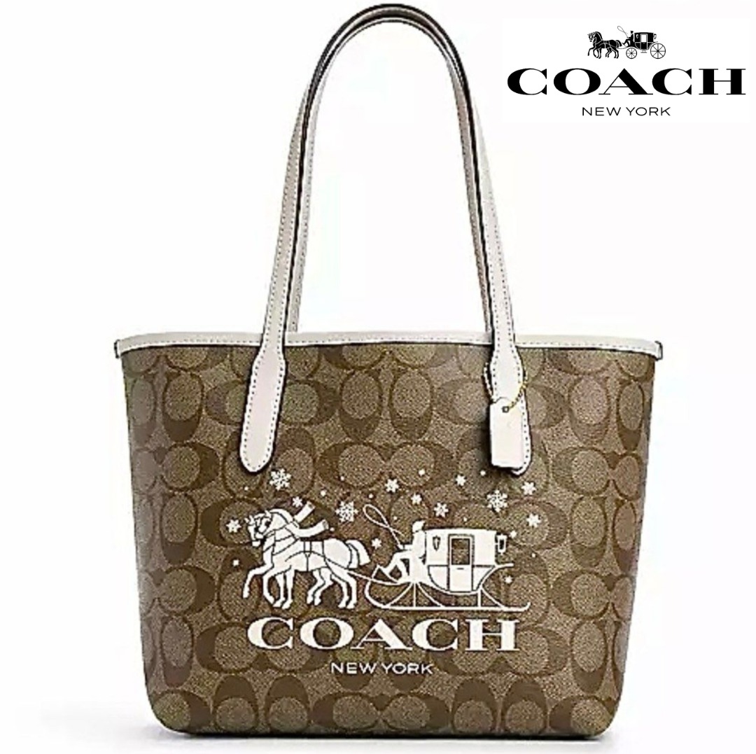 New Coach Original Khaki White Signature MINI CITY TOTE IN SIGNATURE ...