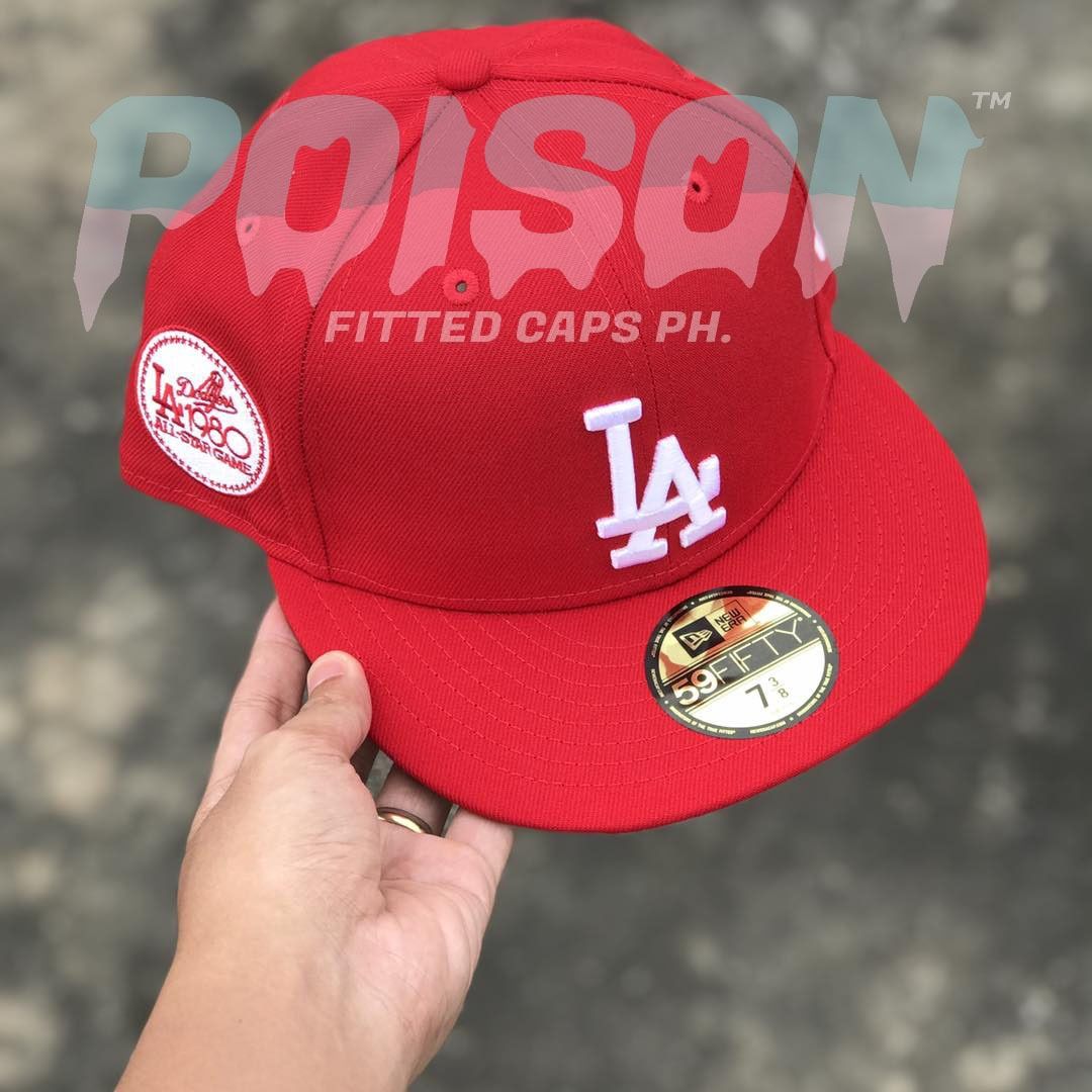 New era Los Angeles dodgers 59fifty Fitted cap RED, Men's Fashion ...