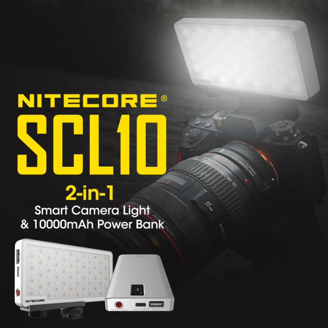 Nitecore SCL10 2-in-1 Smart Camera Light and Power Bank, Photography ...