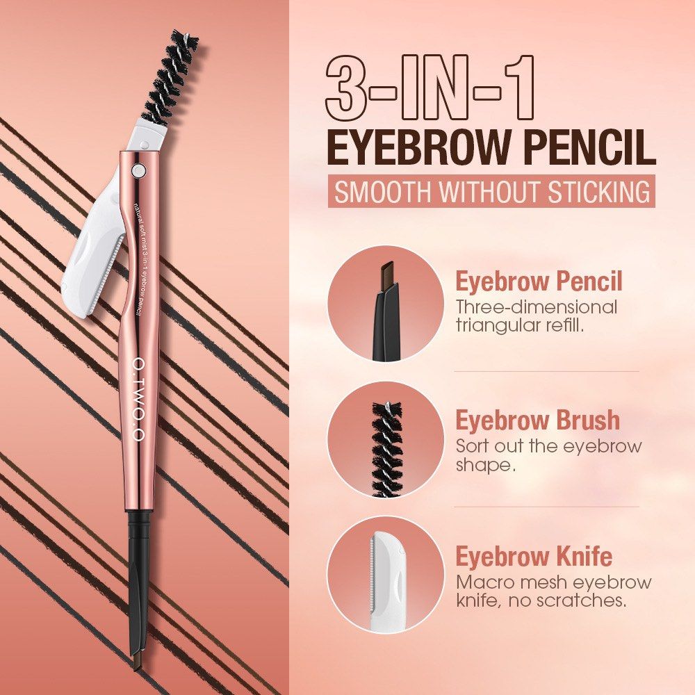 O.TWO.O Eyebrow Pencil Watrppof 24HR Naturally Defined 0.5mm-4mm Easy ...