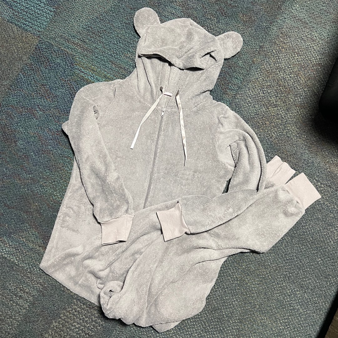 OUTDOOR Gray Teddy Bear Onesie, Women's Fashion, Undergarments ...