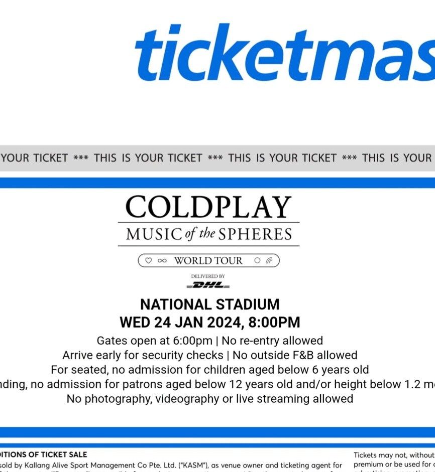 PHYSICAL - Coldplay Tickets!!, Tickets & Vouchers, Event Tickets on ...