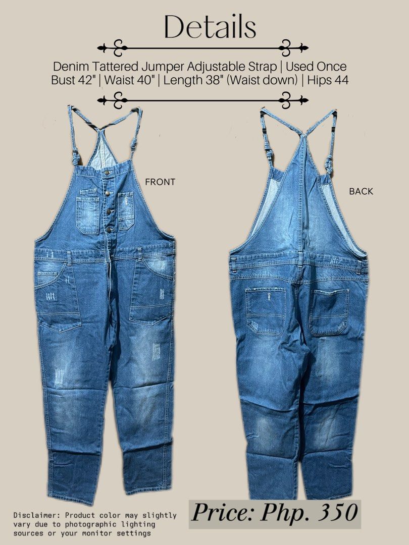 Plus size Denim Jumper, Women's Fashion, Bottoms, Jeans on Carousell