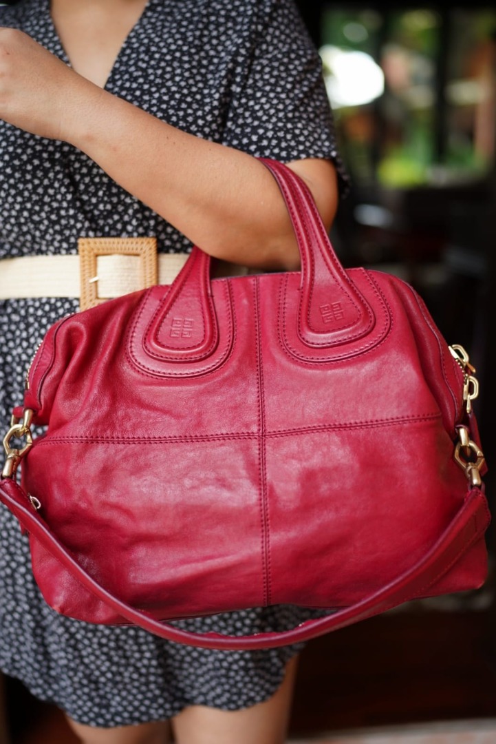 Pre-loved GIVENCHY Nightingale in Cherry red, Luxury, Bags & Wallets on Carousell