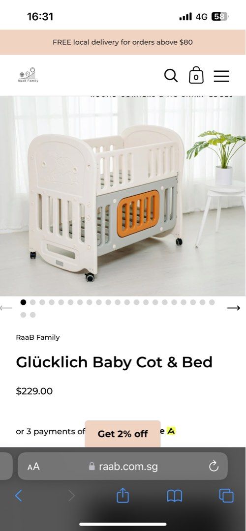 RAAB baby cot. Baby crib. Infant cot, Babies & Kids, Baby Nursery ...