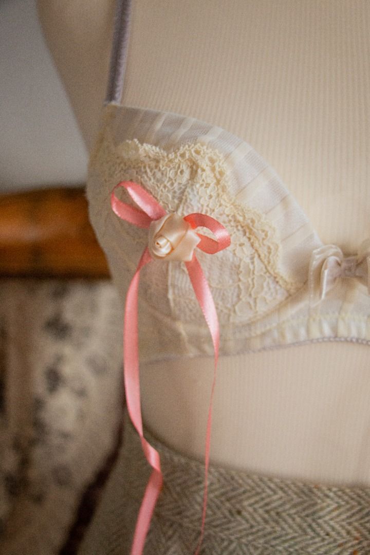 Rework coquette bra yellow pink ribbon bra ribbon top y2k ribbon, Women ...