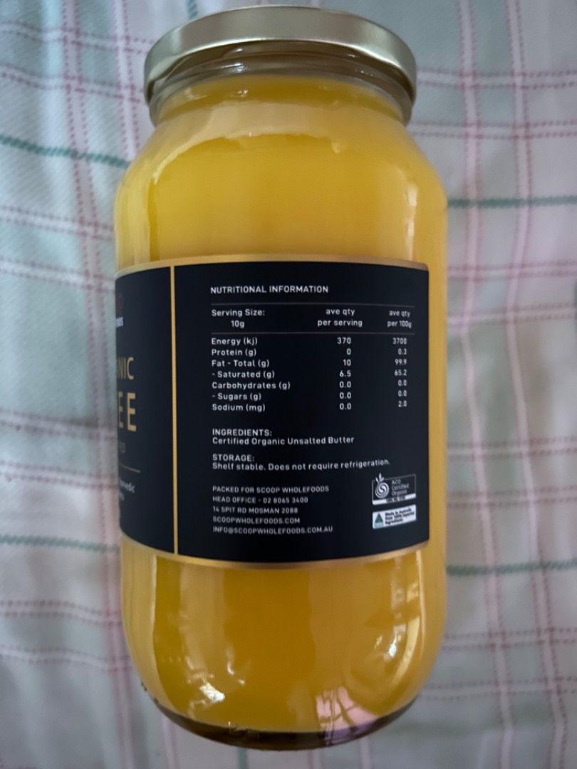 Scoops Wholefoods Organic Grass Fed Ghee 685g, Food & Drinks, Other ...