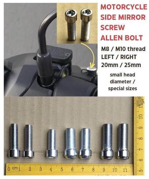 Side Mirror Screw M8/M10 Motorcycle Steel Socket Cap Head Screws Allen ...