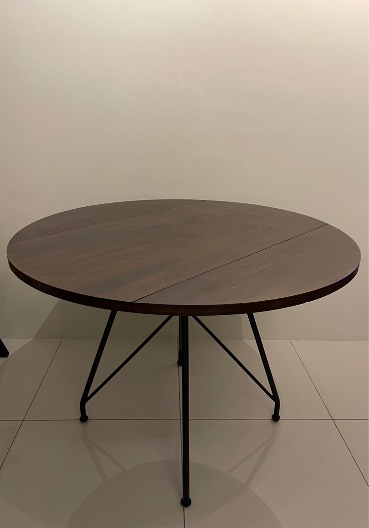 West Elm Solid Natural Wood Round Dining Table, Furniture & Home Living ...