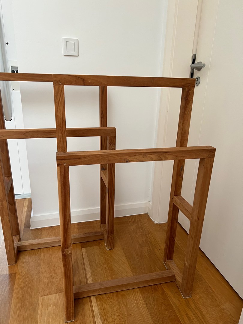 Solid teak wood towel rack, Furniture & Home Living, Furniture, Shelves ...