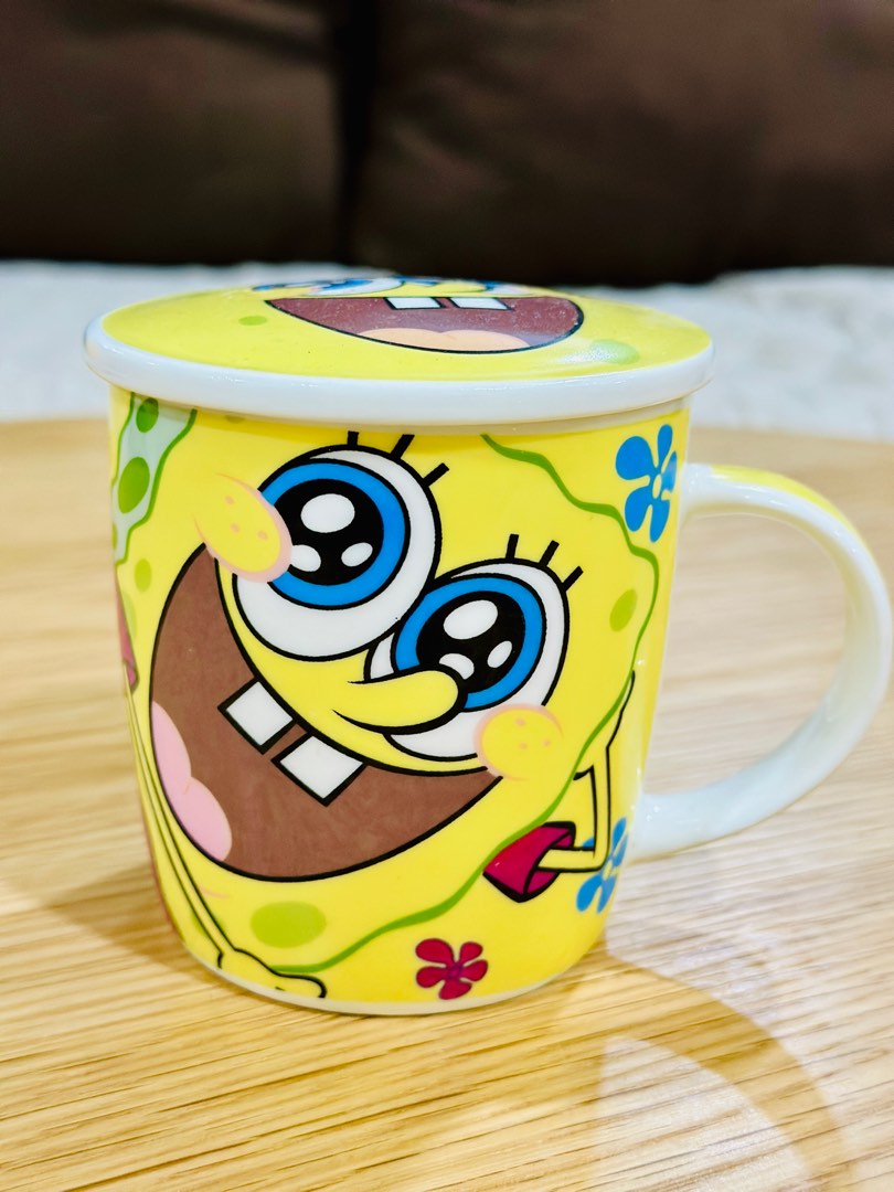 SpongeBob Glass Mug with Cover & Box, Furniture & Home Living ...