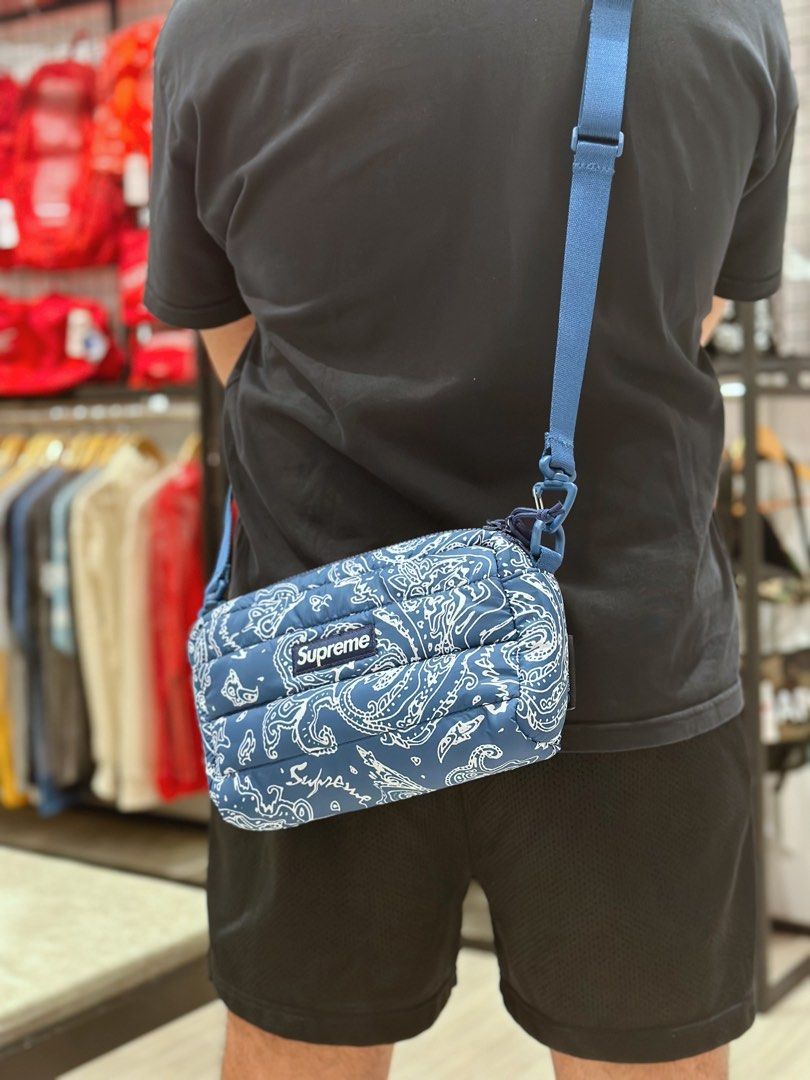 Supreme FW22 Puffer Side Bag Blue Paisley, Luxury, Bags & Wallets on ...