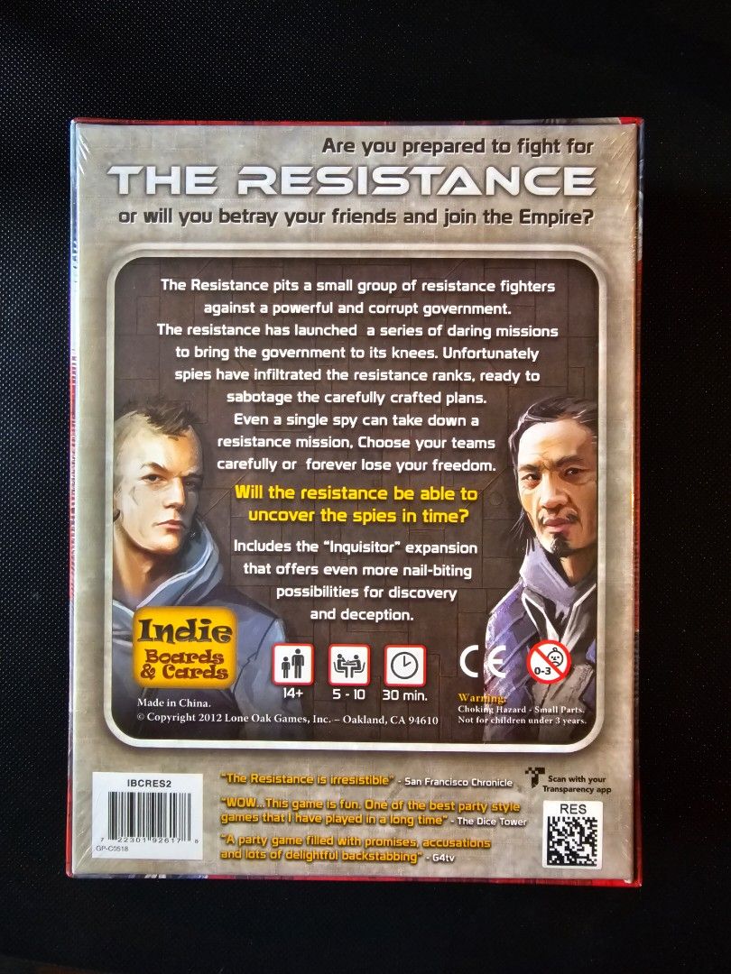The Resistance card and board game, Hobbies & Toys, Toys & Games on ...