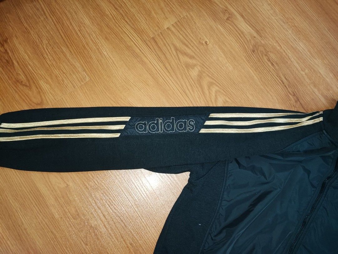 Tracktop Adidas Hitam Stripe Gold, Men's Fashion, Coats, Jackets and ...