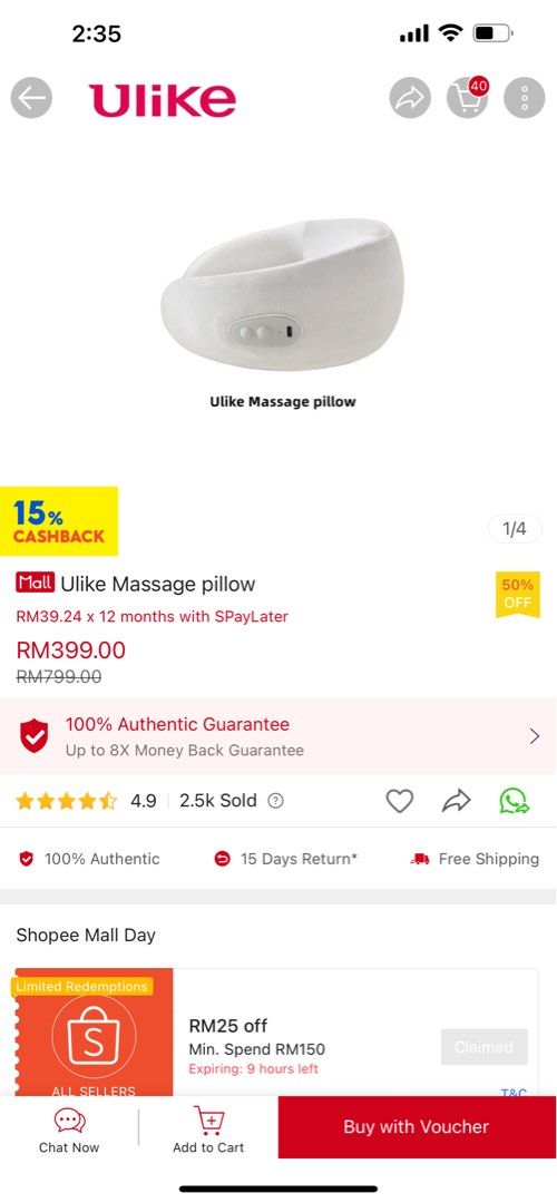 Ulike Massage Pillow, Furniture & Home Living, Bedding & Towels on Carousell
