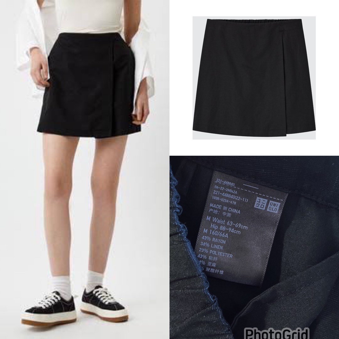 Uniqlo Black Skort, Women's Fashion, Bottoms, Shorts on Carousell