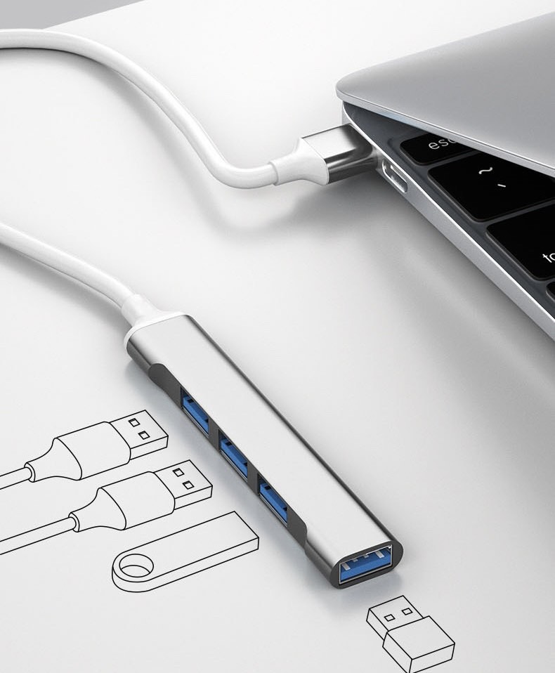 USB Type C to USB Adapters (4 ports) 3.0 High Speed for Macbook ...