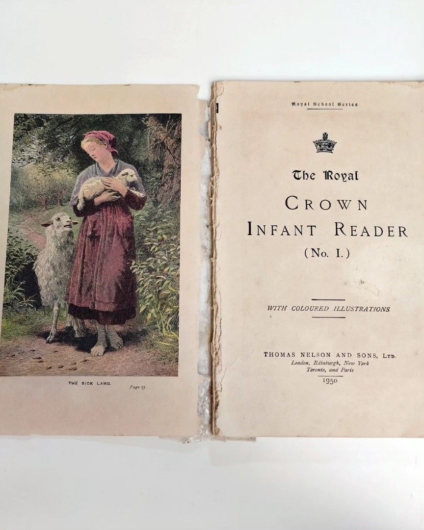 Vintage Book Pages of "The Royal Crown Infant Reader (no.I) - with ...
