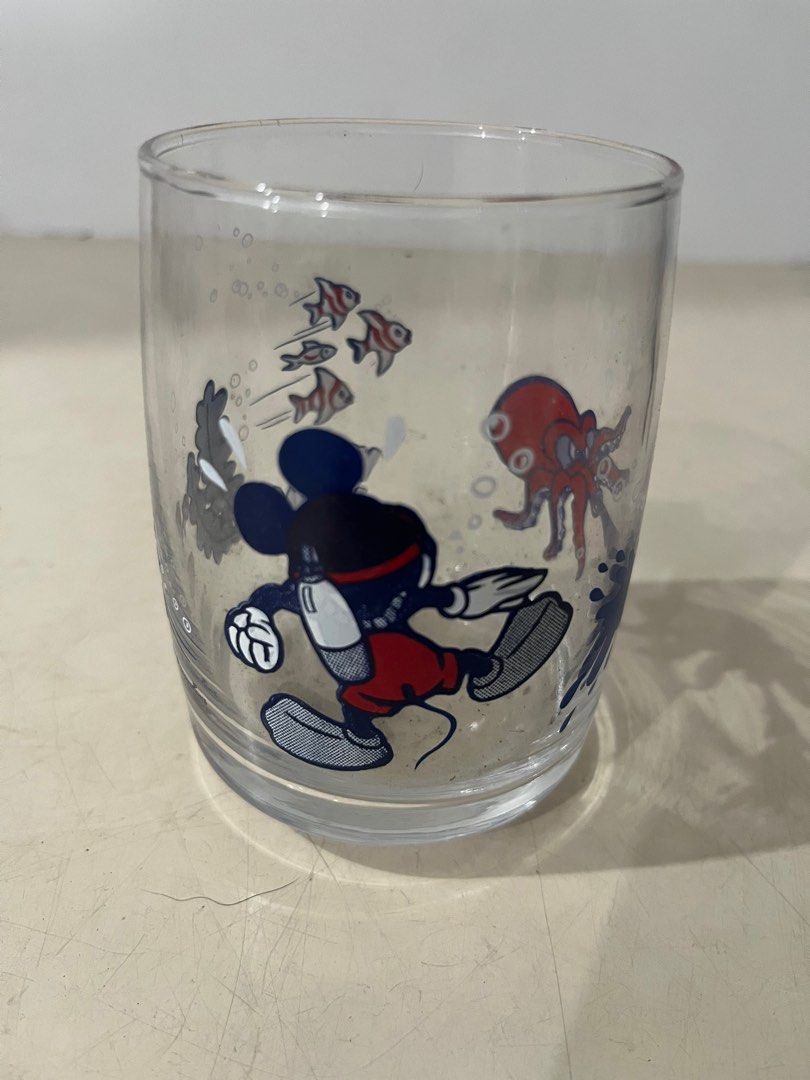 Vintage mickey mouse glass and plate collection, Furniture & Home ...
