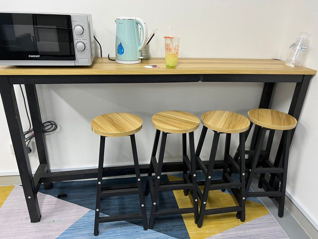 Walnut Bar/Pantry high Table with 4 x chairs (Moving out clearance sale ...