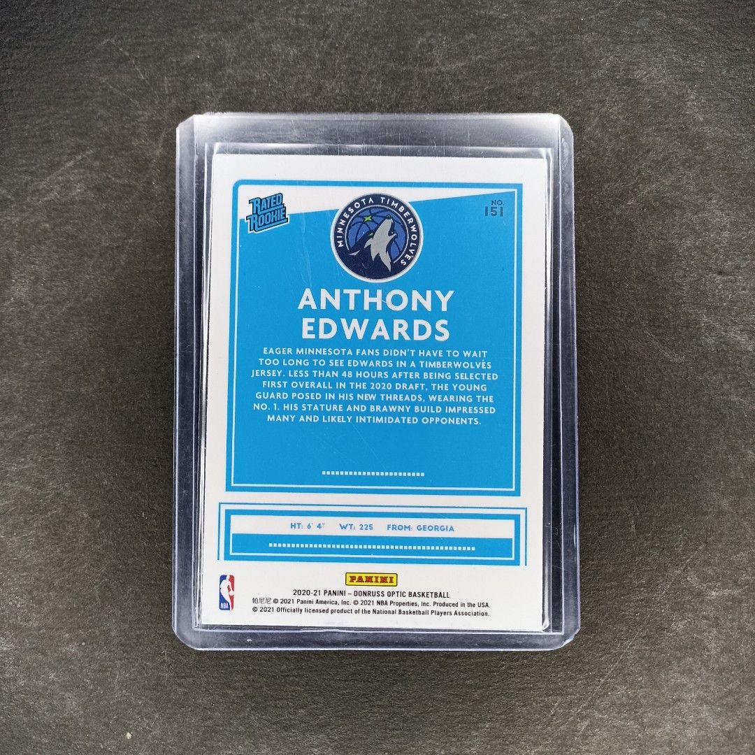2020-21 NBA Card Anthony Edwards Optic RC, Hobbies & Toys, Toys & Games ...