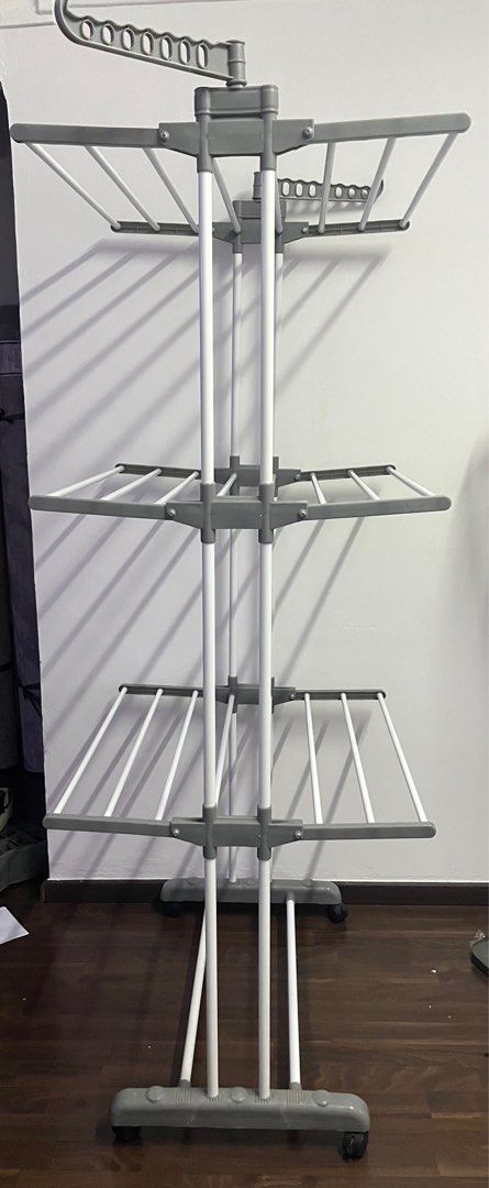 3 layer laundry clothes rack - foldable, Furniture & Home Living, Home ...