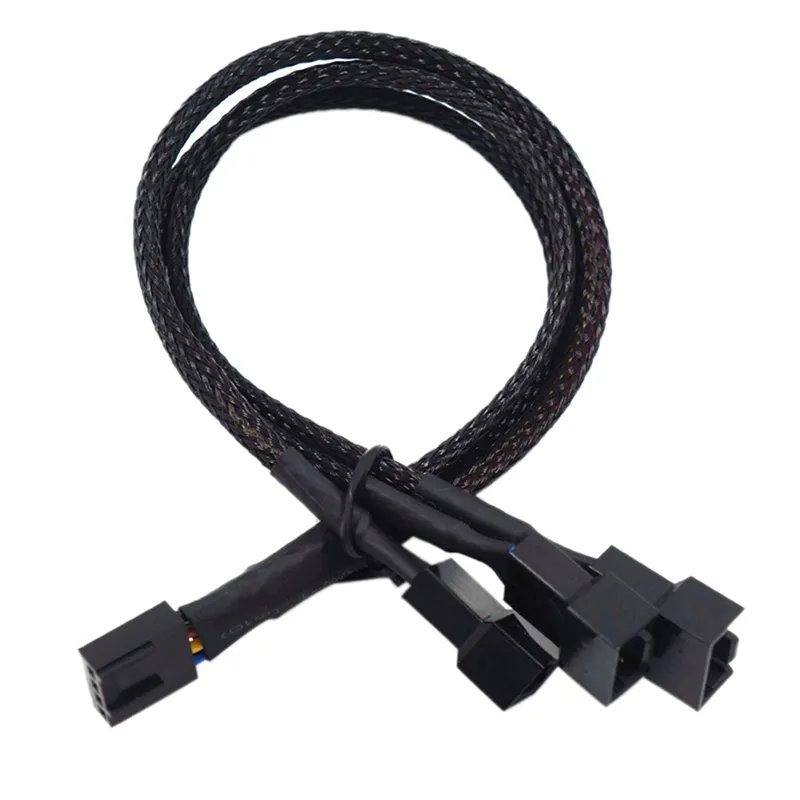 4 Pin Pwm Fan Cable 1 To 2/3/4 Ways Splitter Black Sleeved 27cm ...